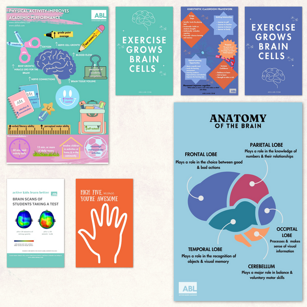 Exercise Grows Brain Cells Poster Set | Action Based Learning